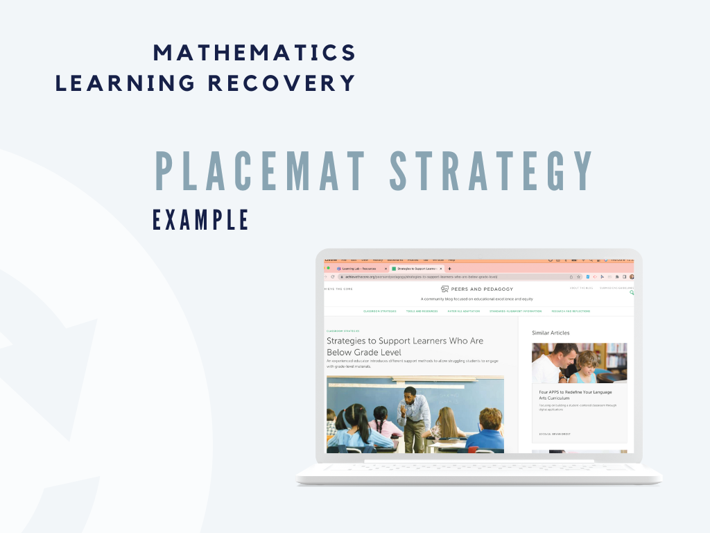 Learning Lab - Placemat Collaboration Scaffolding Strategy Example